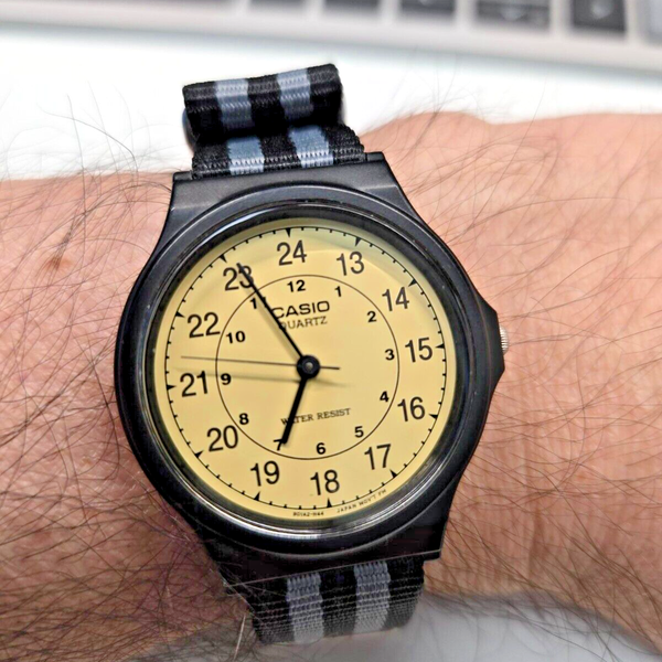 Casio MQ24-9B Analog Watch Amazing Condition! Modded w/ NATO Strap+New ...