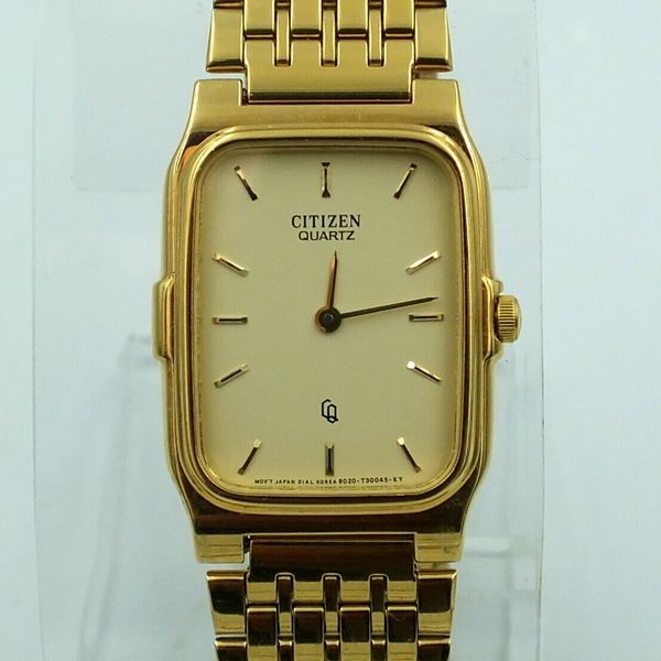 Citizen Quartz Watch 6020-916701-KT Gold Tone Band Rectangle Face Men's ...