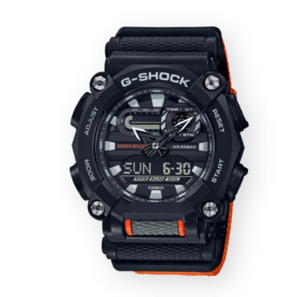 New Casio G-Shock Orange Nylon Strap Men's Watch GA900C-1A4 ...