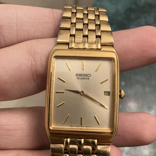 Vintage Seiko 7N29-5B29 Gold Tone Rectangular Mens Quartz Watch | WatchCharts Marketplace