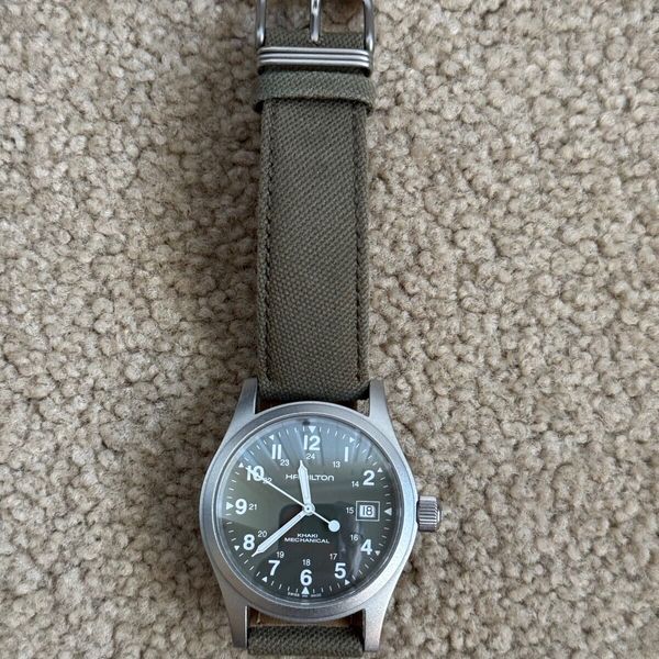 Hamilton Khaki Field Officer Mechanical Watch H694190 Hand Wind Green ...
