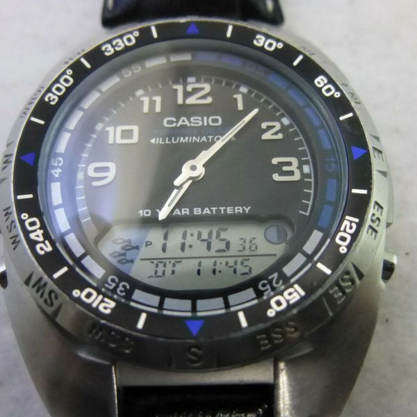 CASIO FISHING GEAR MOON PHASE AMW 700 DUAL TIME MEN'S WATCH CASE 40MM ...
