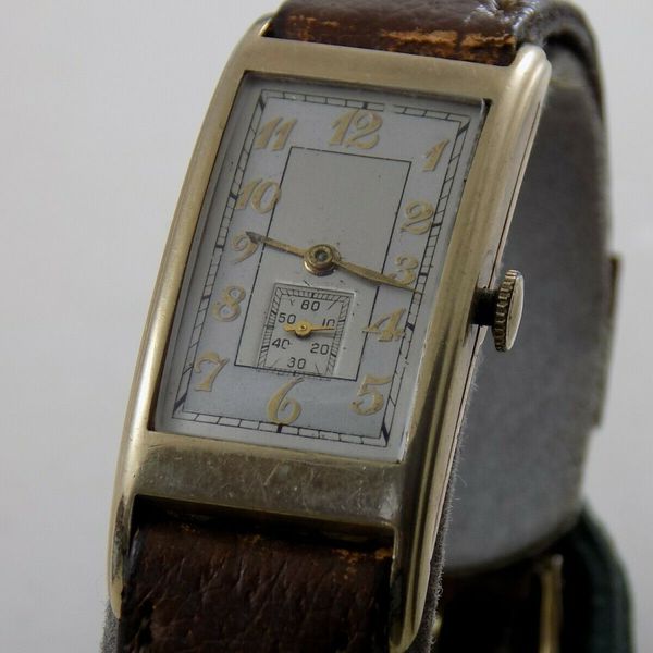 Longines Vintage 17J Jewel 9L 10K Gold F Rectangle Lg. 44mm case Fancy ...