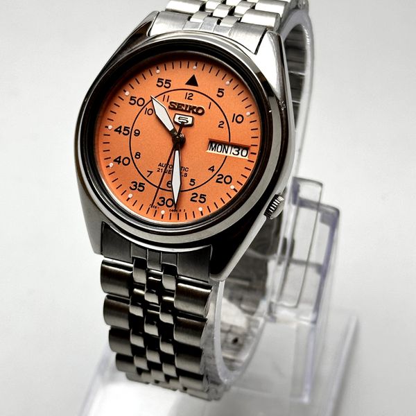 Seiko 5 Sports Military Automatic 21 Jewels Day/Date SNKM Salmon Men's ...