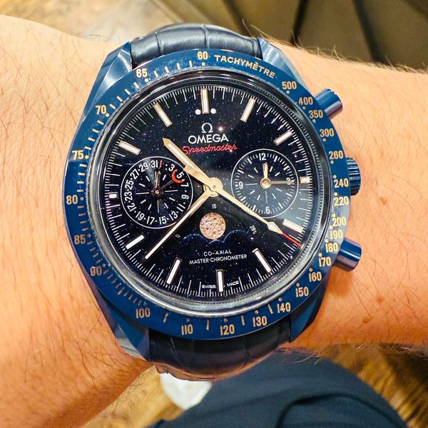 Omega Speedmaster Blue Side of the Moon Aventurine Moonphase MINT ...