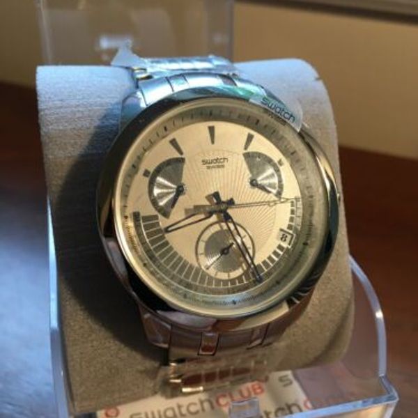 Swatch Watch Irony Retrograde BLUE SIGNS YRS402G Brand New In Box ...