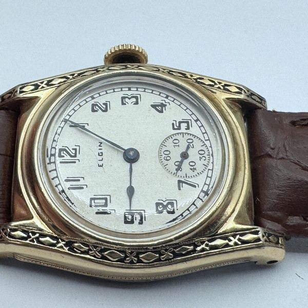 1950's ELGIN MEN'S ART DECO WATCH GOLD FILLED / STEEL CASE ORIGINAL ...