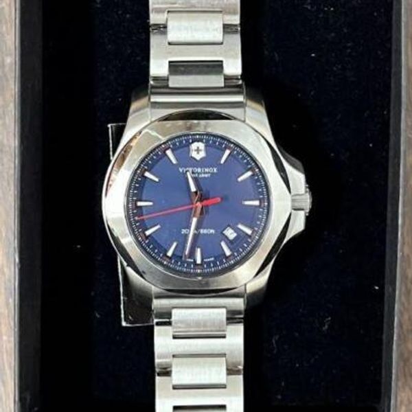 Victorinox Men's Swiss Army Inox Blue Dial Blue Rubber Strap Watch ...