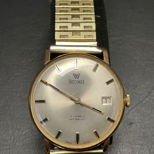 From Estate! PRECIMAX 17 Jewels Incabloc Gold (Gold Plated?) Men's ...