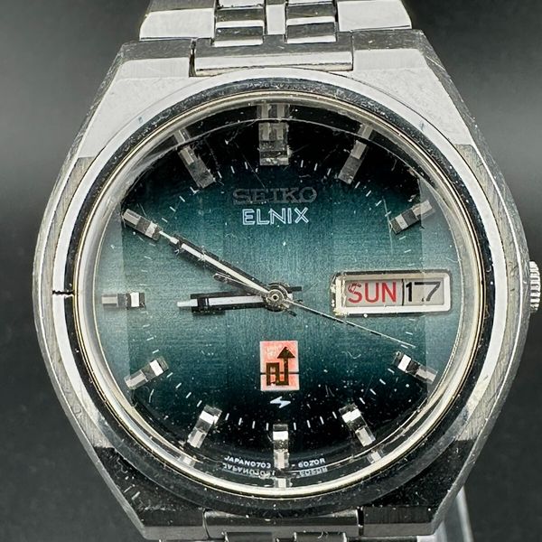 1983 Seiko Elnix Men's Day Date Eng/Kanji Blue Dial Quartz Watch 37mm ...