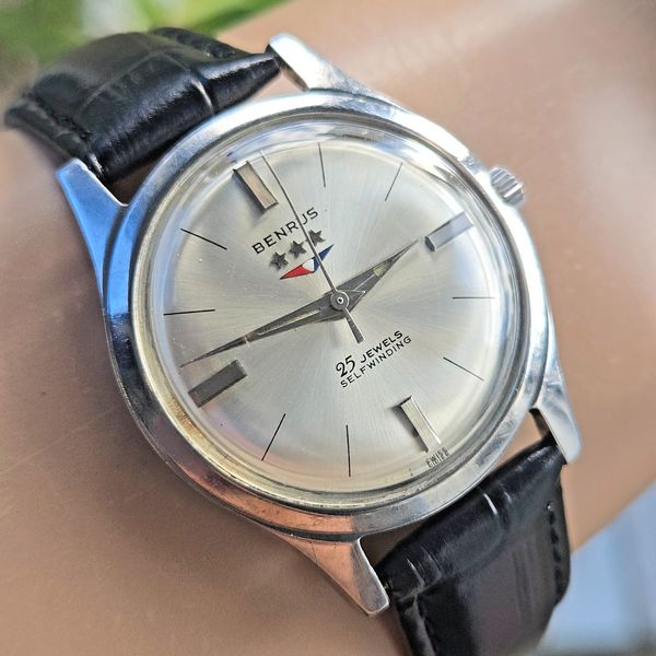 Vintage BENRUS men's automatic watch #7001 series stainless steel swiss ...