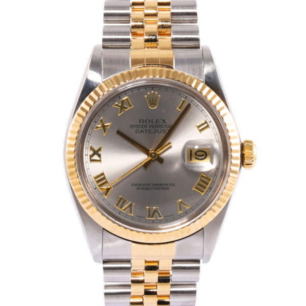 Rolex Datejust 36 Steel/Yellow Gold 36mm Slate Roman Dial Fluted Bezel ...