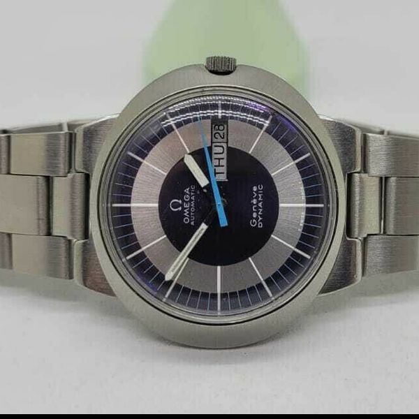 USED VINTAGE OMEGA DYNAMIC SILVER & BLUE DIAL DAYDATE AUTOMATIC MAN'S ...