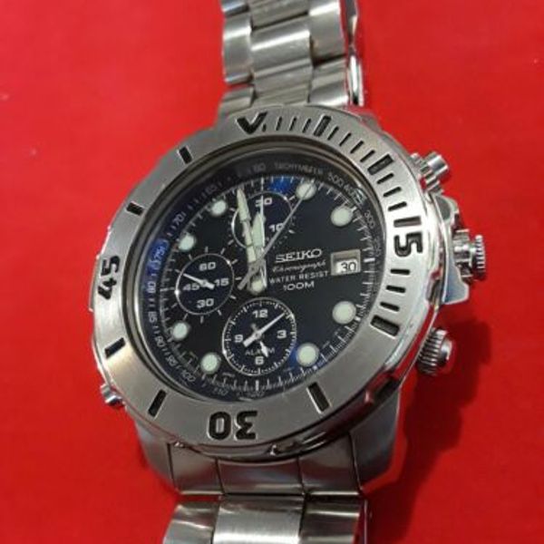 Vintage Seiko Chronograph 7T32-7H10 Blue Wrist Watch for Men.Great! See ...