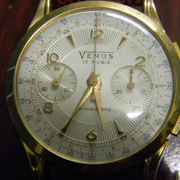 FS: Vintage 1950's VENUS Chronograph 18K gold runs but needs service ...