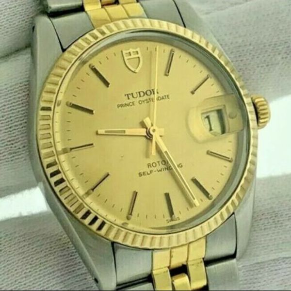 TUDOR PRINCE OYSTERDATE MENS 18KT GOLD BEZEL ROTOR SELF-WINDING 36mm ...