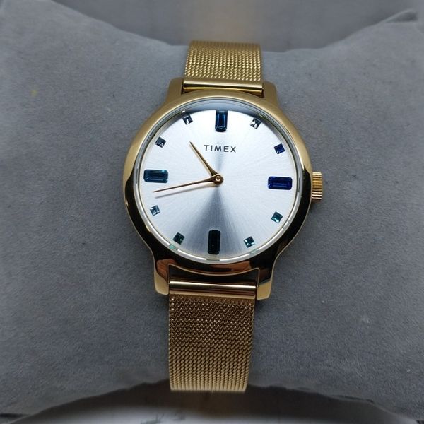 Timex Transcend Quartz Crystal Silver Dial Ladies Watch TW2U86900 Gold Tone | WatchCharts ...