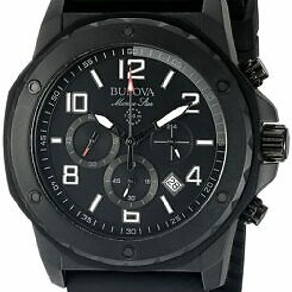 Bulova Men's 98B223 Marine Star Analog Display Quartz Black Watch ...