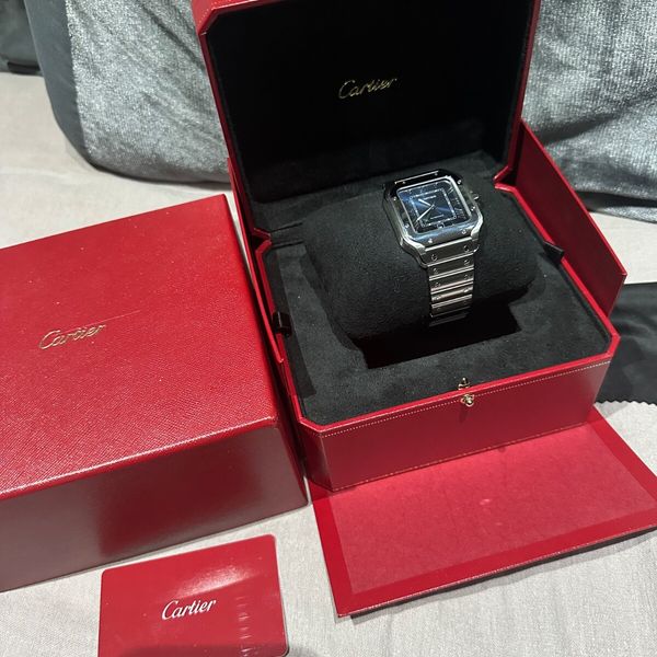 Cartier Santos De Cartier Large Stainless Steel Blue Dial | WatchCharts ...