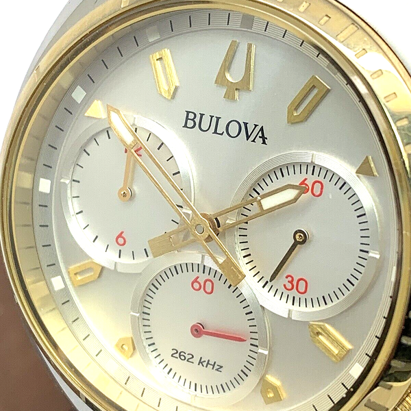 Bulova Mens Watch 98A157 CURV Quartz Chronograph Silver Dial Two Tone ...