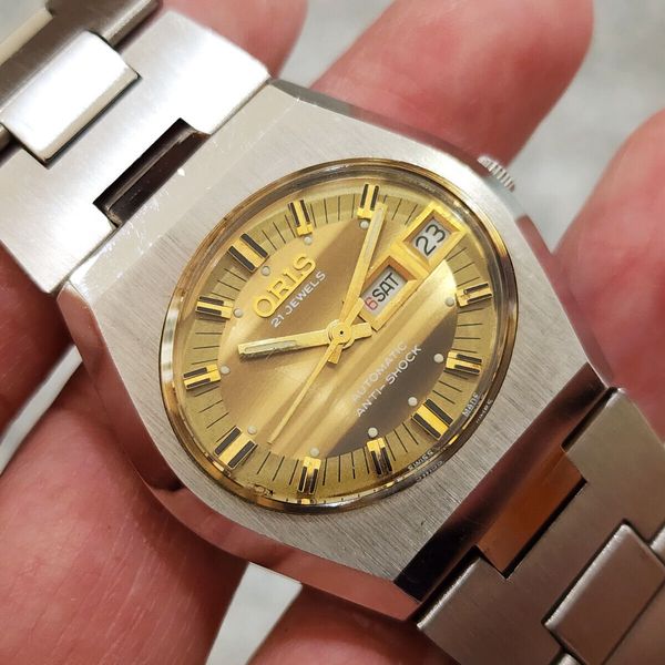 Rare Vintage Oris Brown Dial TIGER EYE Date Automatic Gents ...