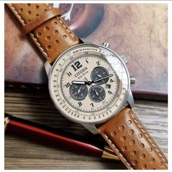 Citizen Chronograph Brown Band White Face Mens Watch | WatchCharts ...