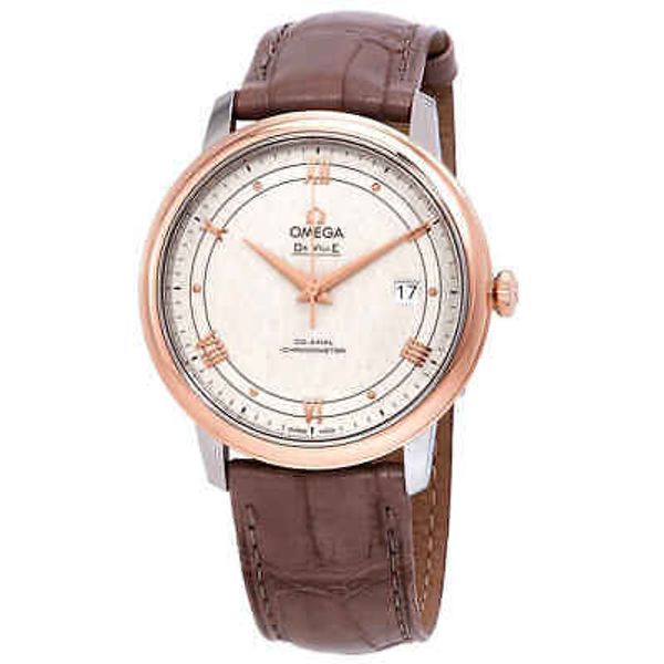 Omega De Ville Ivory Silvery Dial Automatic Men's Leather Watch ...