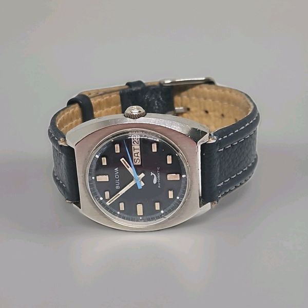 Vintage 1971 Bulova Blue Sea King Day Date Swiss Whale N1 Automatic ...