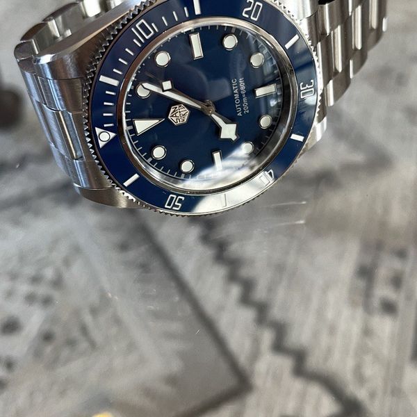 San Martin SN0008-G-C Blue Dial Men's Watch 40mm NH35 Automatic 200M ...