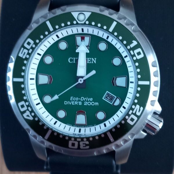 Citizen BN0158-18X Promaster Diver Eco-Drive Green Analog Rubber Strap Watch | WatchCharts ...