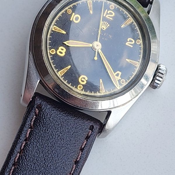 Vintage Rolex Oyster Ref 6056 Black Dial Men's 30mm Stainless Steel ...