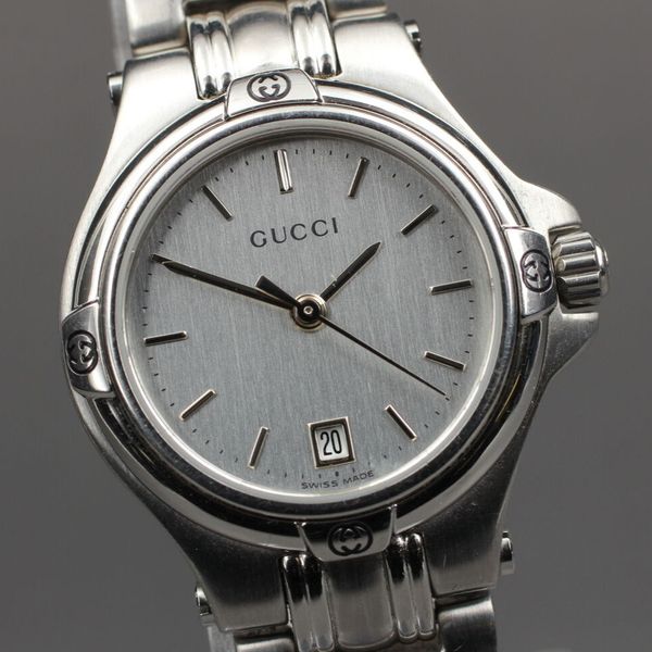 â ¶ï¸ [Near MINT in Box] Vintage Gucci 9040L Silver Dial & Belt Women ...
