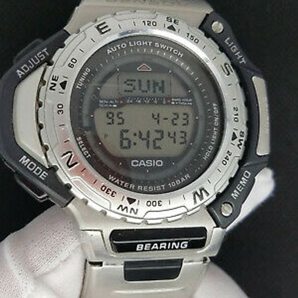 Rare CASIO Vintage Digital Watch 1999 PRO TREK PRT-1400 COMPASS BARO ...