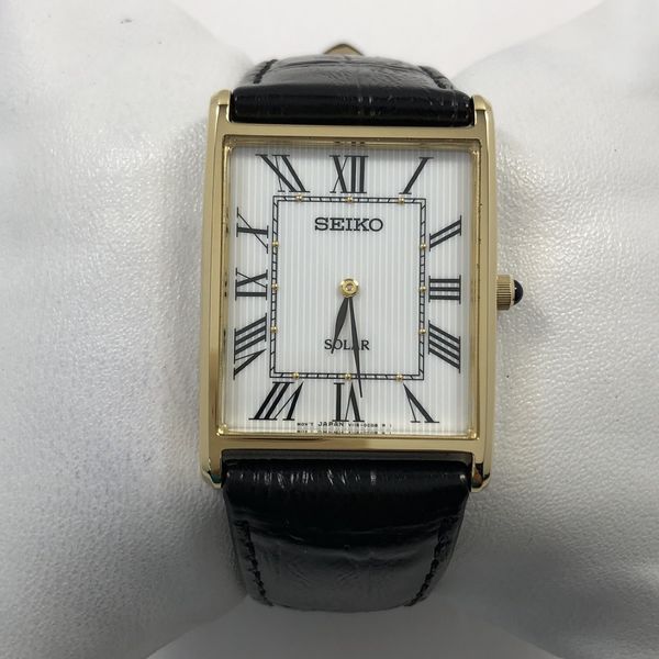 Seiko Solar White Dial Black Leather Strap Men's Watch SUP880 ...