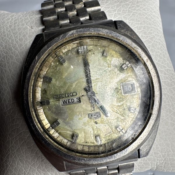 Vintage Seiko 5 Automatic 6119 7183 Silver Tone Read For Parts/ Repairs ...