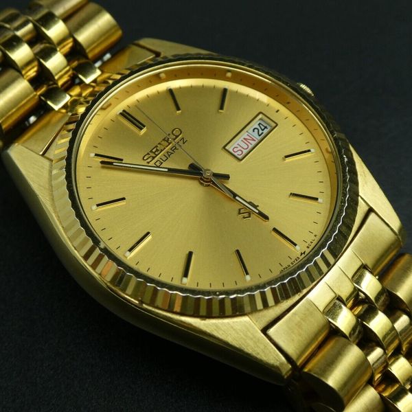 Vintage Seiko SQ Gents Quartz Gold watch day/date 5Y23-8A60 | WatchCharts Marketplace