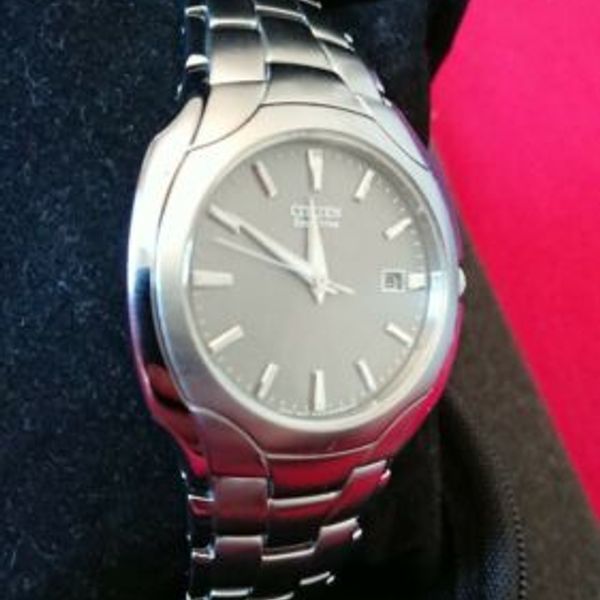 CITIZEN ECO DRIVE STAINLESS STEEL WATCH GREY TONE DIAL E110-K16750 CK ...