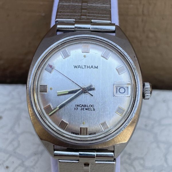 Mens Vintage Waltham Incabloc 17 Jewels Stainless Steel Mechanical Wrist Watch | WatchCharts ...