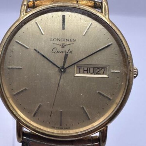 Vintage Quartz LONGINES Grand Classic I66 Gold Day Date Swiss Made ...