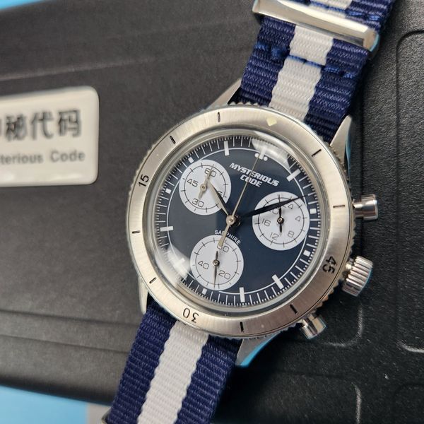 Mysterious Code 37mm Seiko VK63 Chronograph AR Coated Stainless Steel ...