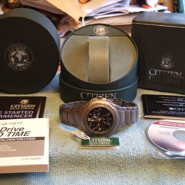 RARE Full Kit Men's Citizen C651-002497 Skyhawk Titanium Chronograph ...