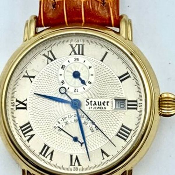 Stauer 40mm Automatic 27 Jewels Gold Fused Stainless Steel Watch ...