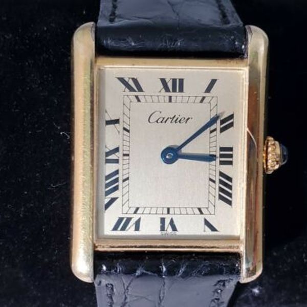 Cartier Paris Vermeil Tank Quartz Argent 925 Wristwatch Watch RUNS ...