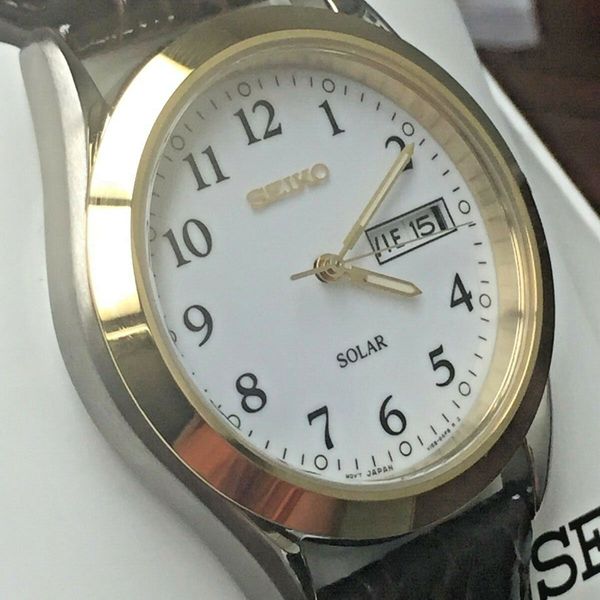 Seiko Men's SNE056 Stainless Steel Solar Watch with Leather Band | WatchCharts Marketplace