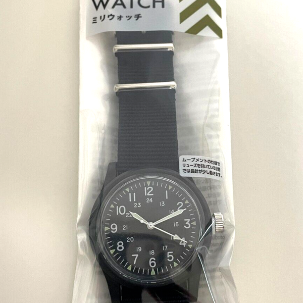 NEW Military Style Watch Daiso Japan Hattori/Seiko Movement Japan Black ...
