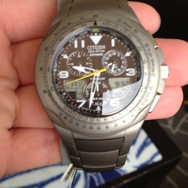 WTS LNIB Citizen JR3060-59F Skyhawk Men's Chronograph Silver Titanium ...