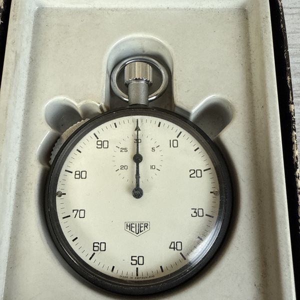 Vintage Rare Heuer (pre-Tag Heuer) Stopwatch Mechanical Good Clean Dial ...