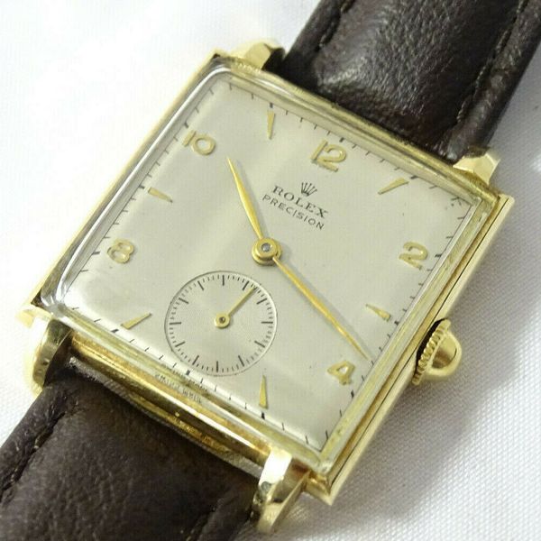 Vintage 1940 Rolex Deco Watch Precision Tank 14KT GOLD 4330 WATCH ...