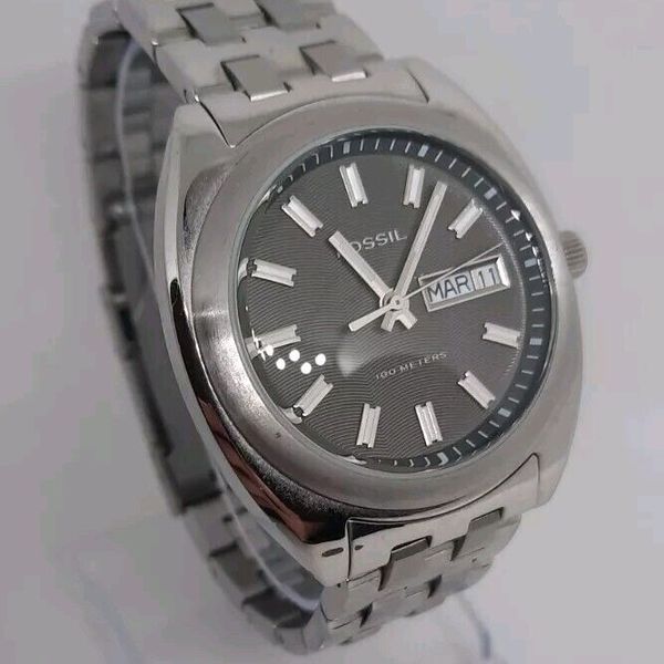 RARE & RUNNING! Fossil Smoke Grey w/Date AM-3919 French Men Watch ...