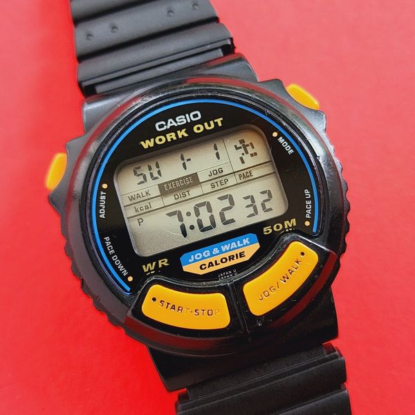 Casio Work Out Watch Rare Vintage Running Man Jog & Walk JC-10 Cal 879 ...